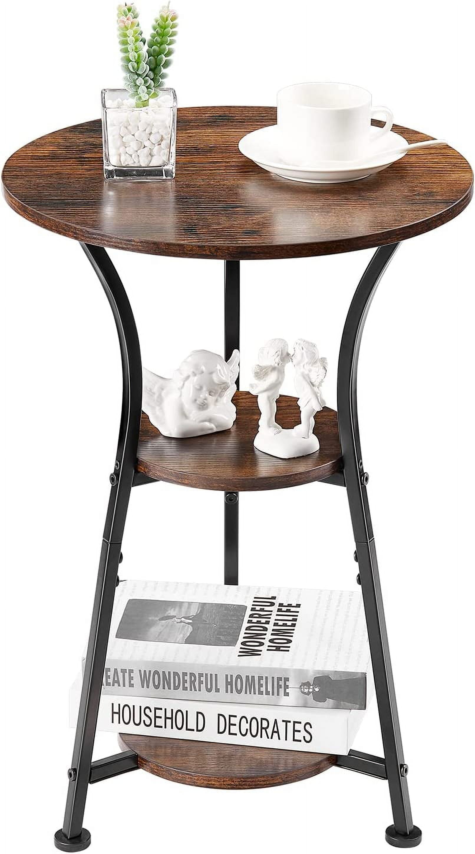 Small Round End Table for Narrow and Small Space, 3-Tier Round Accent ...