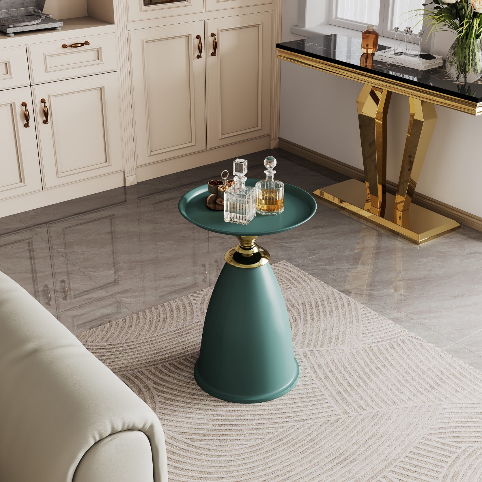 Small Round End Table with Iron Construction, Modern Minimalist Side ...