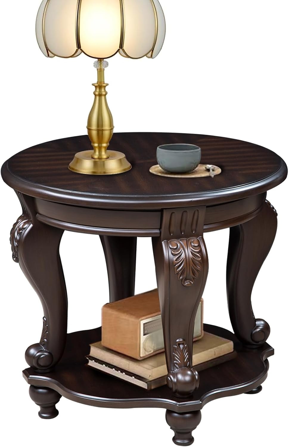 Small Round End Tables for Living Room, Vintage Side Table for Small ...