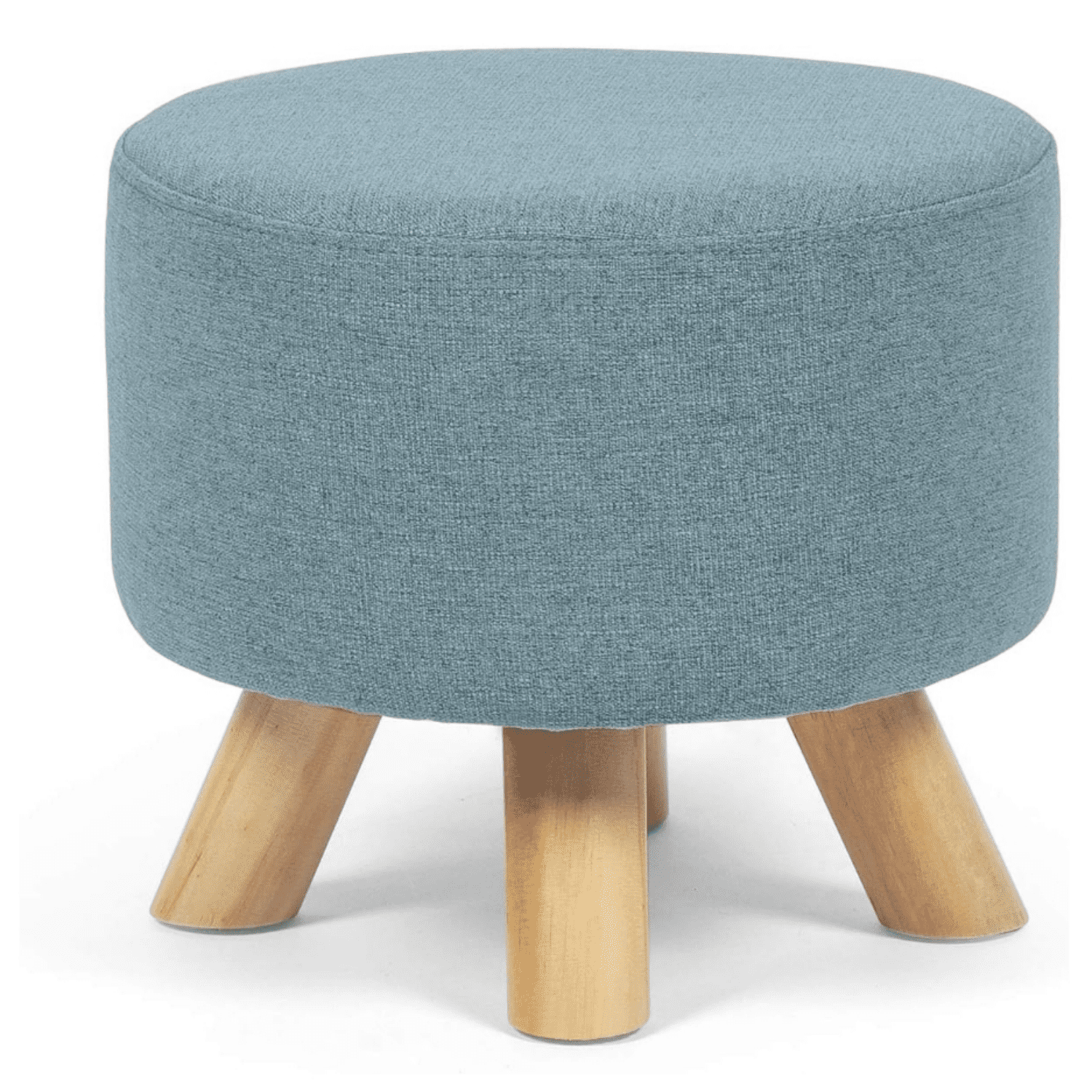 Small Round Foot Rest Stool Fabric Padded Seat Footstool with Anti-Slip ...
