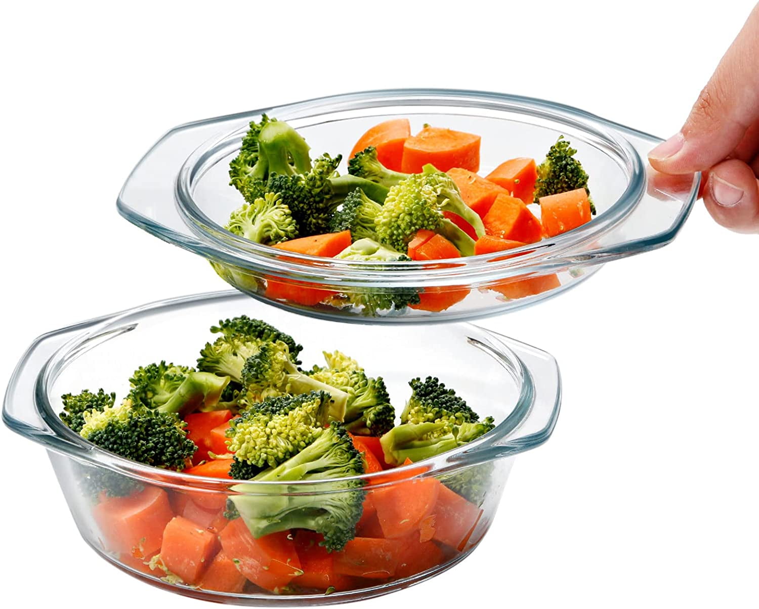 Small Round Glass Casserole Dish with lid, 0.65 L Mini glass bowl with ...
