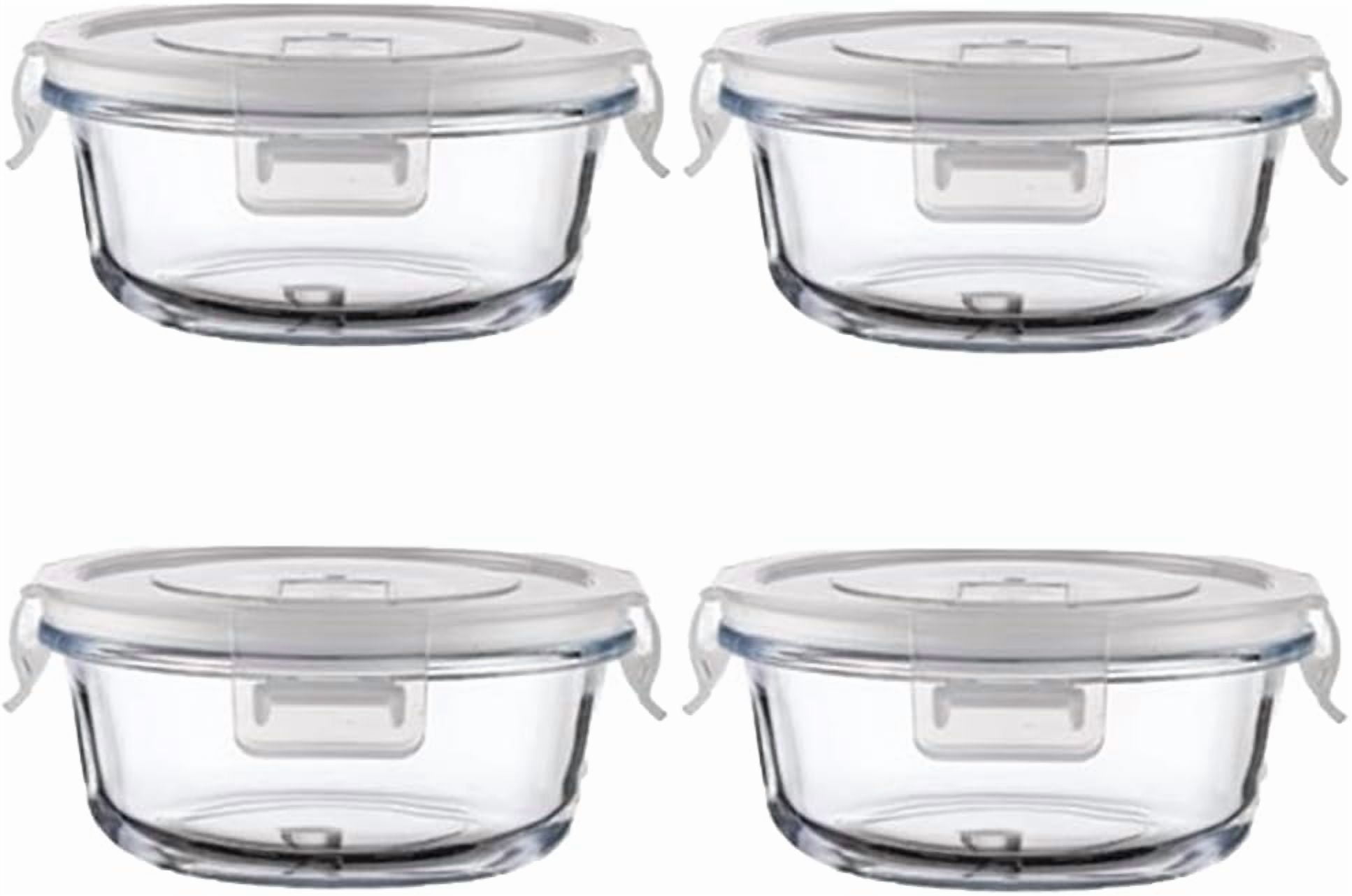 Small Round Glass Food Storage Containers With Lids, 1.5 Cup Round Meal ...
