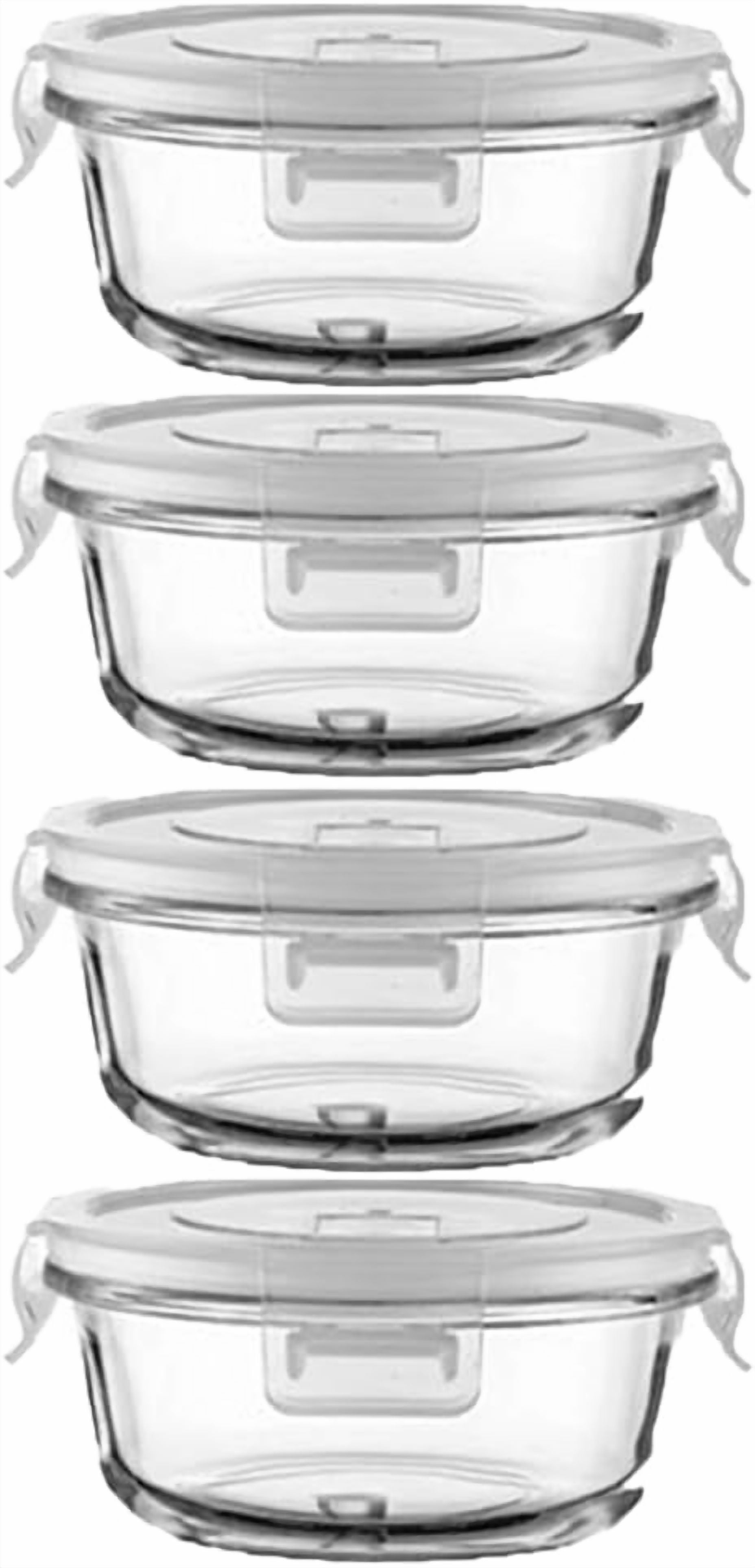 Small Round Glass Food Storage Containers with Lids, 12oz 1.5 Cup BPA ...