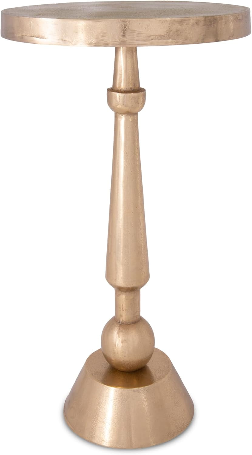 Small Round Gold Side Table, Accent, End, Pedestal, Martini, Cocktail ...