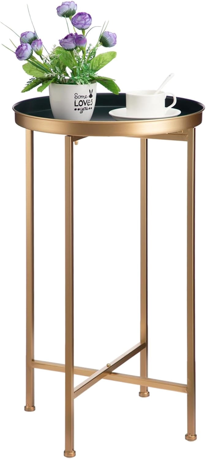 Small Round Metal Waterproof End Table, Accent Indoor&Outdoor Coffee ...