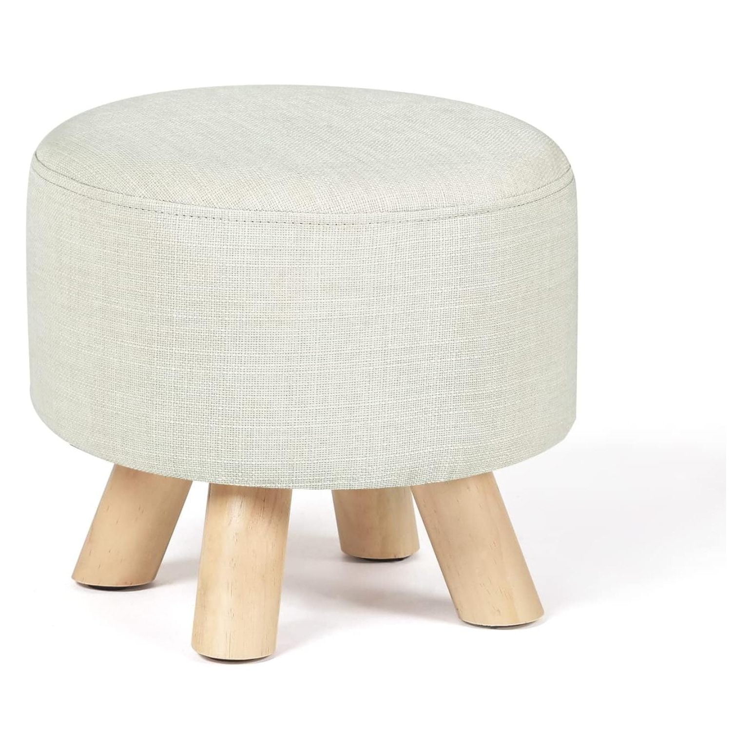 Small Round Ottoman Foot Rest Stool Fabric Padded Seat Footstool ...