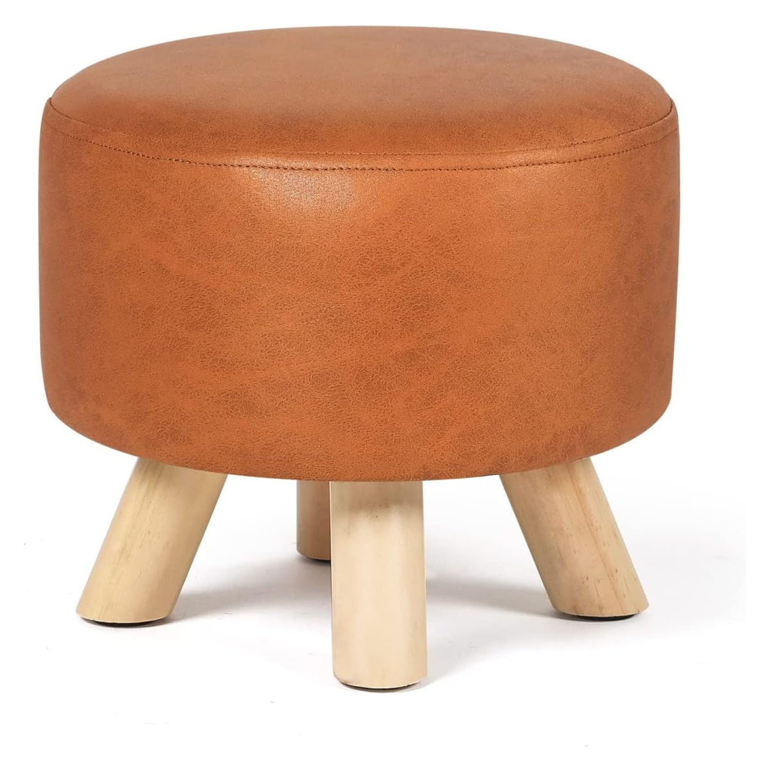 Small Round Ottoman Foot Rest Stool Fabric Padded Seat Footstool ...