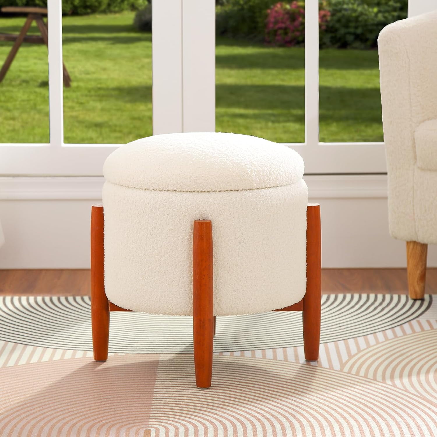 Small Round Ottoman with Storage Modern Foot Rest for Couch and Chair ...