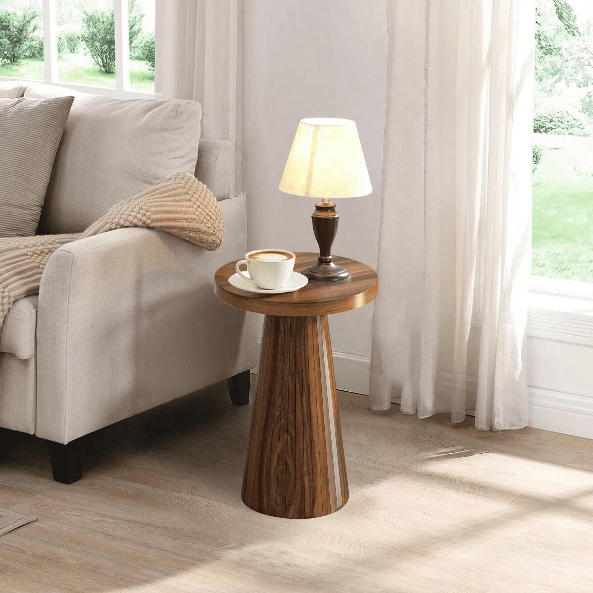 Small Round Pedestal End Table Fluted Drink Table Martini Table Accent ...
