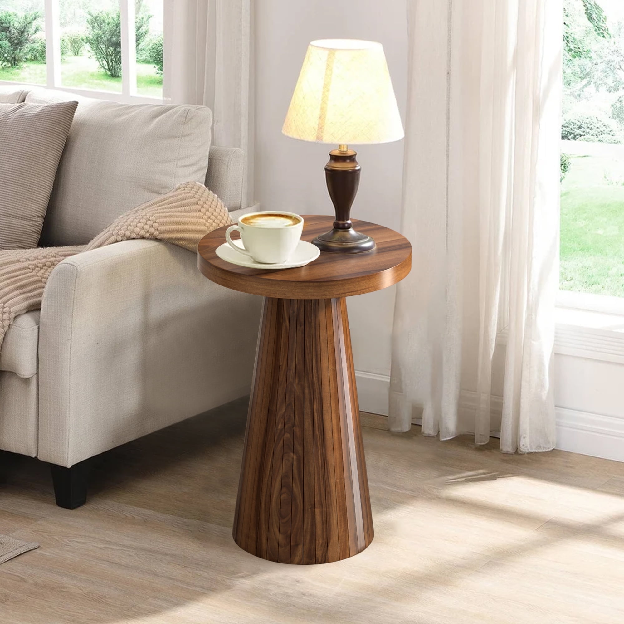 Small Round Pedestal End Table Fluted Drink Table Martini Table Accent ...