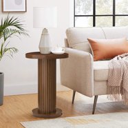 Side Table, Small Round End Table with Fluted Accent, Mid-Century ...