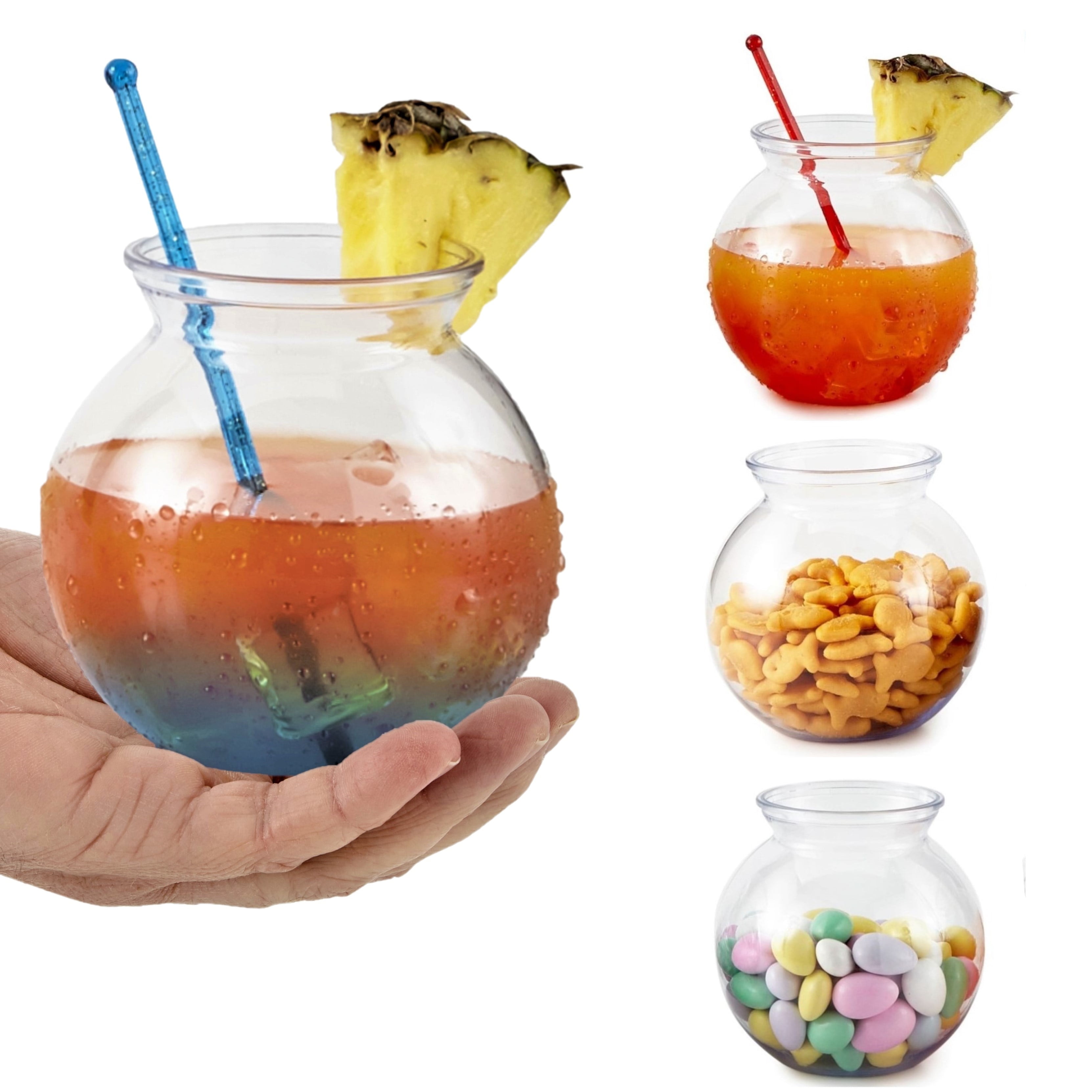 Small Round Plastic Fish Bowls for Parties (3 Pack) 16 oz Clear Mini ...