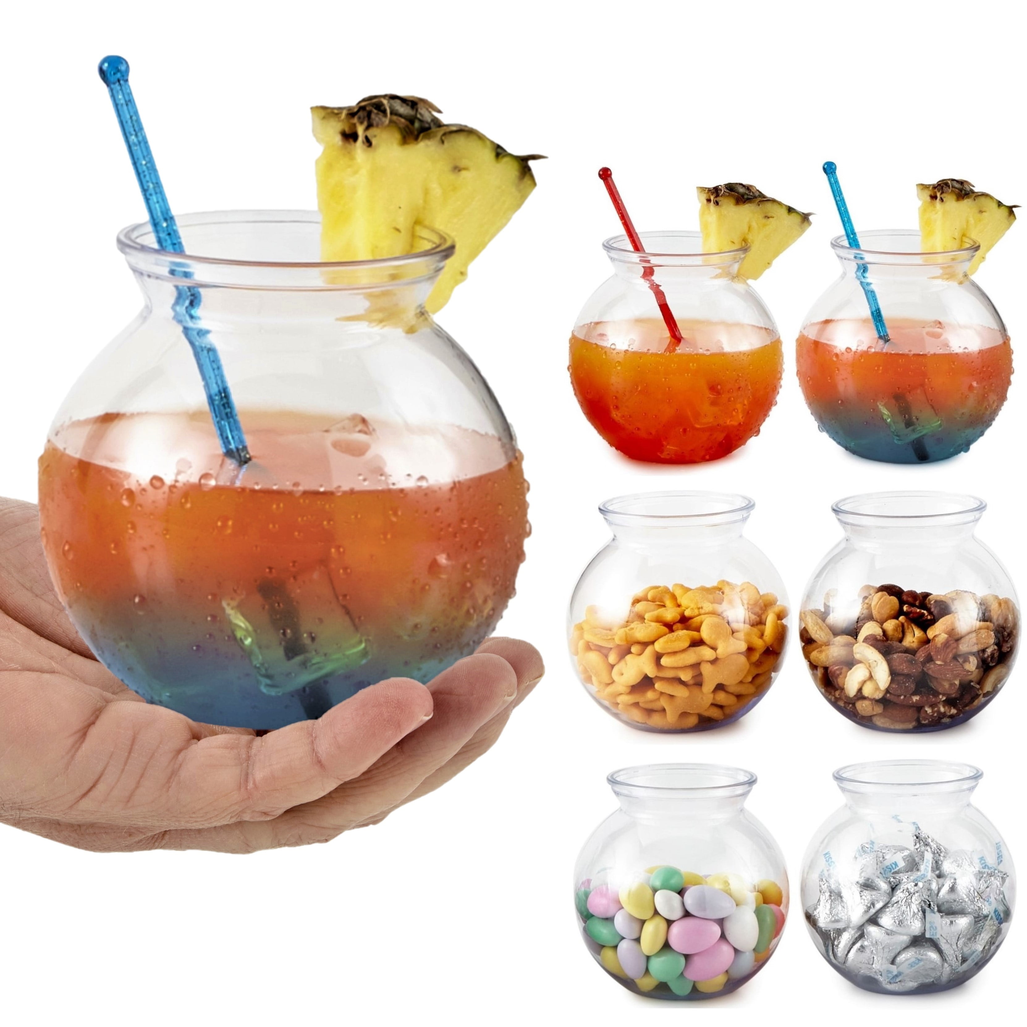 16 oz Clear Mini Plastic Fish Bowls (6 Pack), Shatterproof for Parties ...