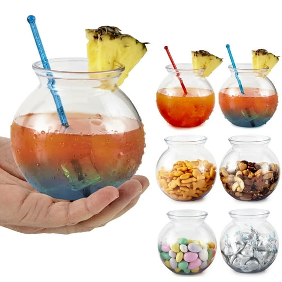 16 oz Clear Mini Plastic Fish Bowls (6 Pack), Shatterproof for Parties ...