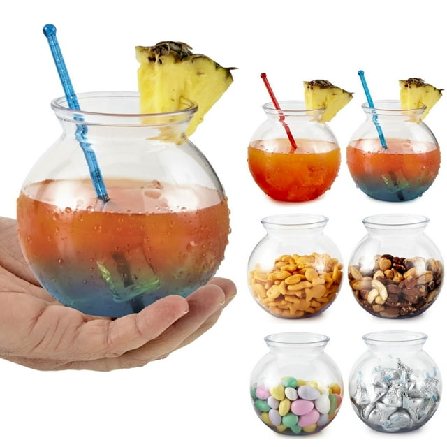 16 oz Clear Mini Plastic Fish Bowls (6 Pack), Shatterproof for Parties ...