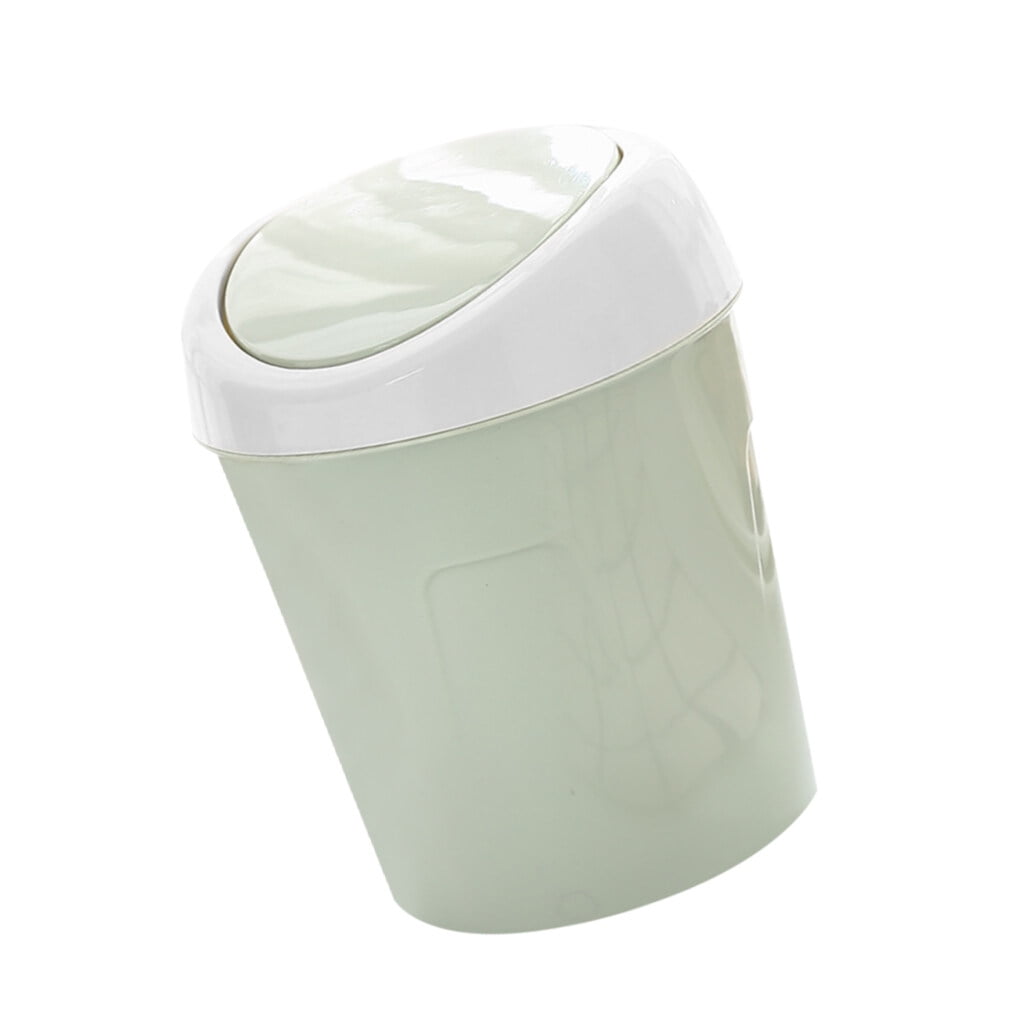 Small Round Plastic Trash Can, Tabletop Wastebasket, Mini Desktop Trash ...