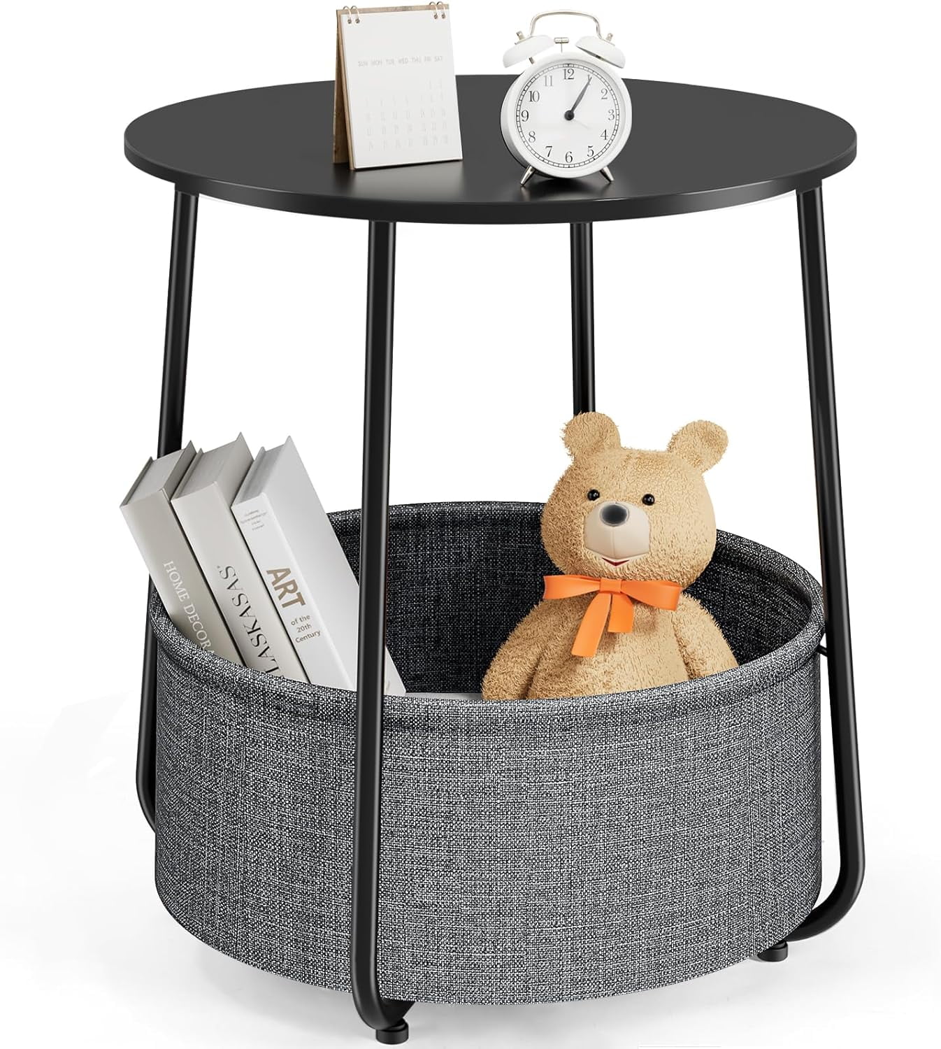 Small Round Side End Table for Living Room, Modern Nightstand Bedside ...