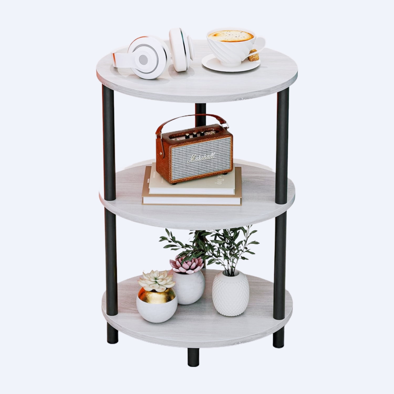 Small Round Side Table - 3-Tier Oval Accent Table for Small Spaces ...