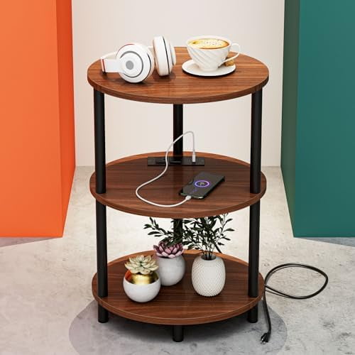 Small Round Side Table - 3-Tier Oval Accent Table for Small Spaces ...