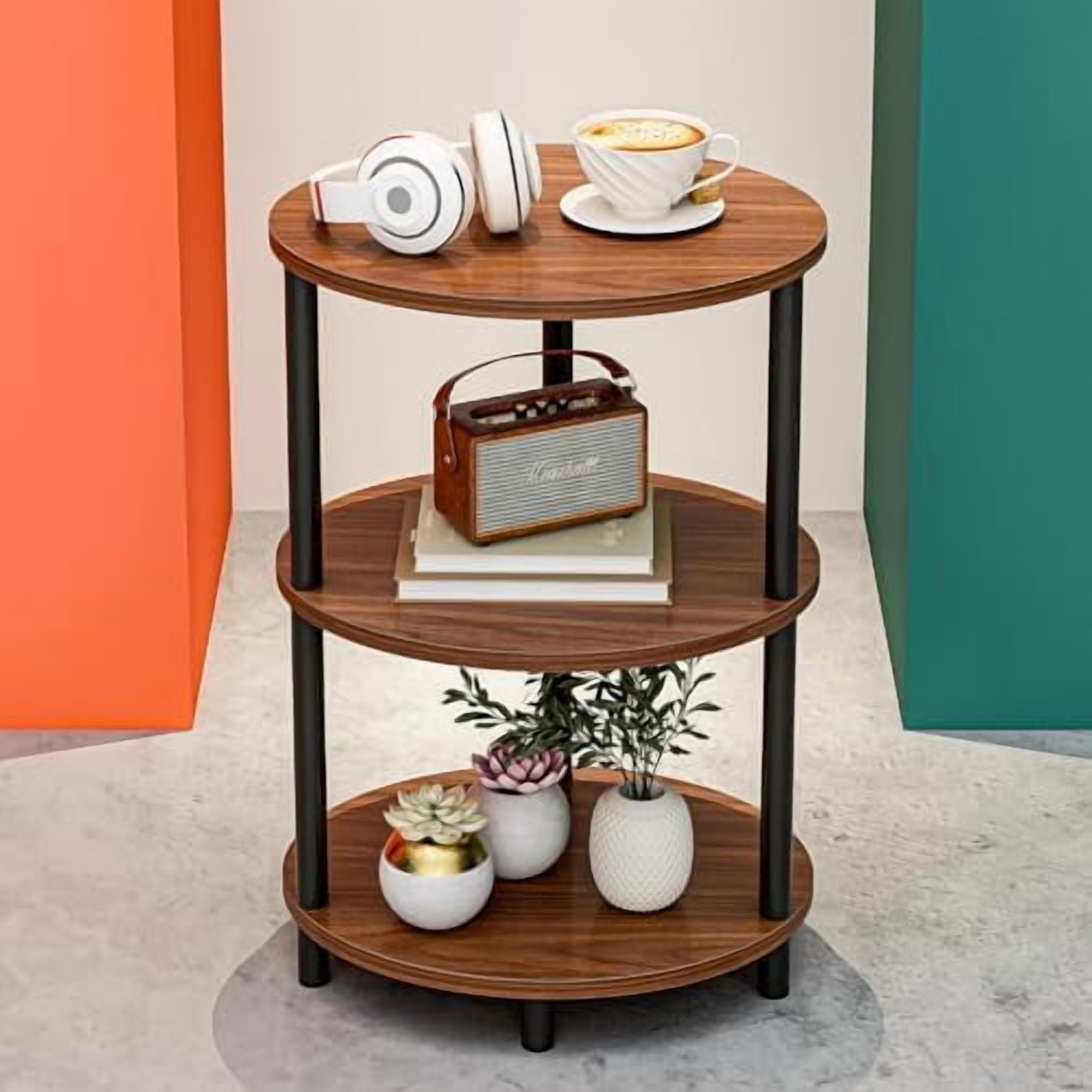 Small Round Side Table - 3-Tier Oval Accent Table for Small Spaces ...
