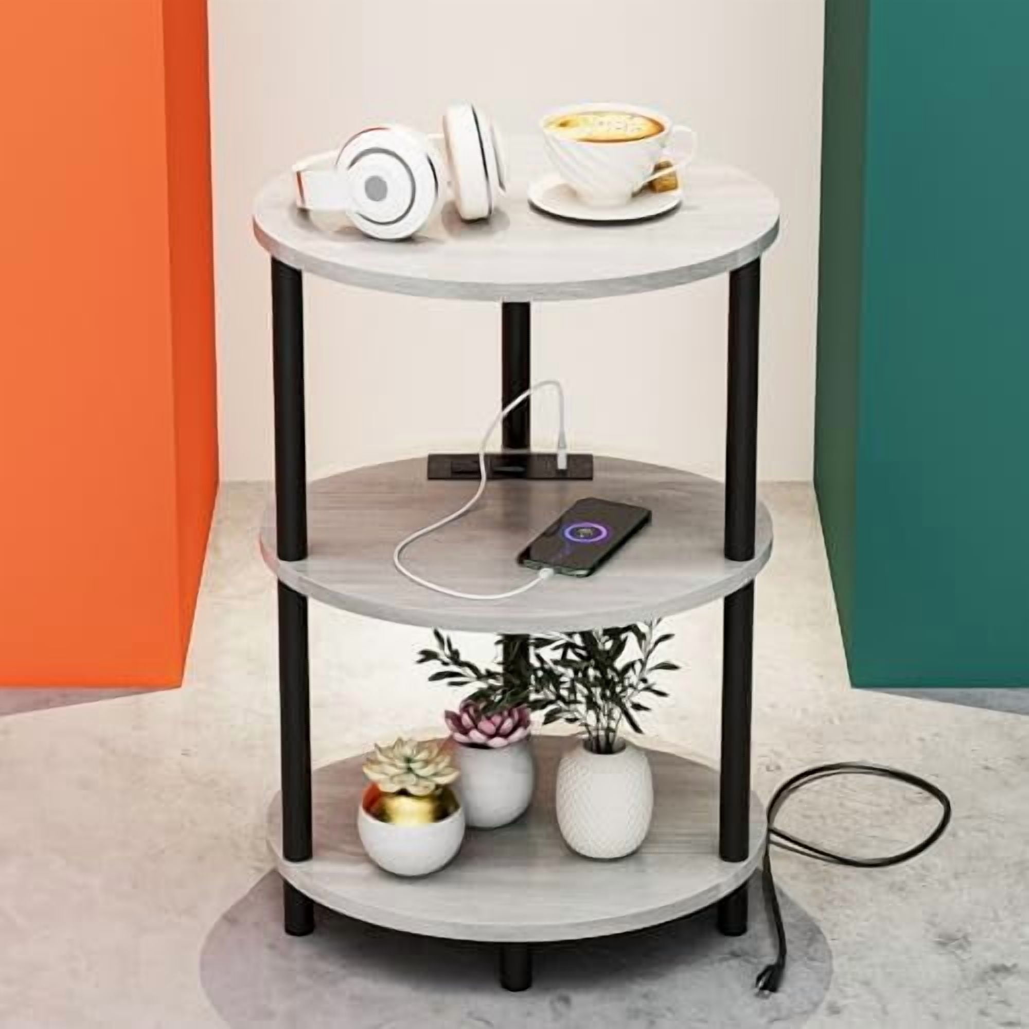 Small Round Side Table - 3-Tier Oval Accent Table for Small Spaces ...
