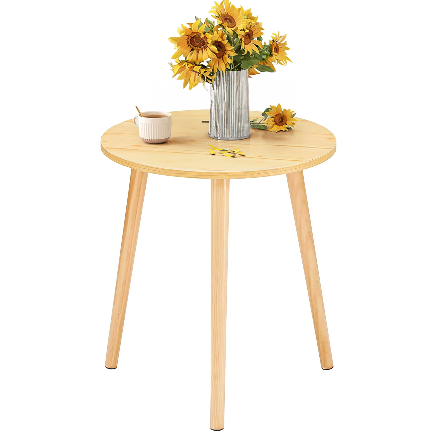 Small Round Side Table, Modern Light Wood End Table Nightstand, Small ...