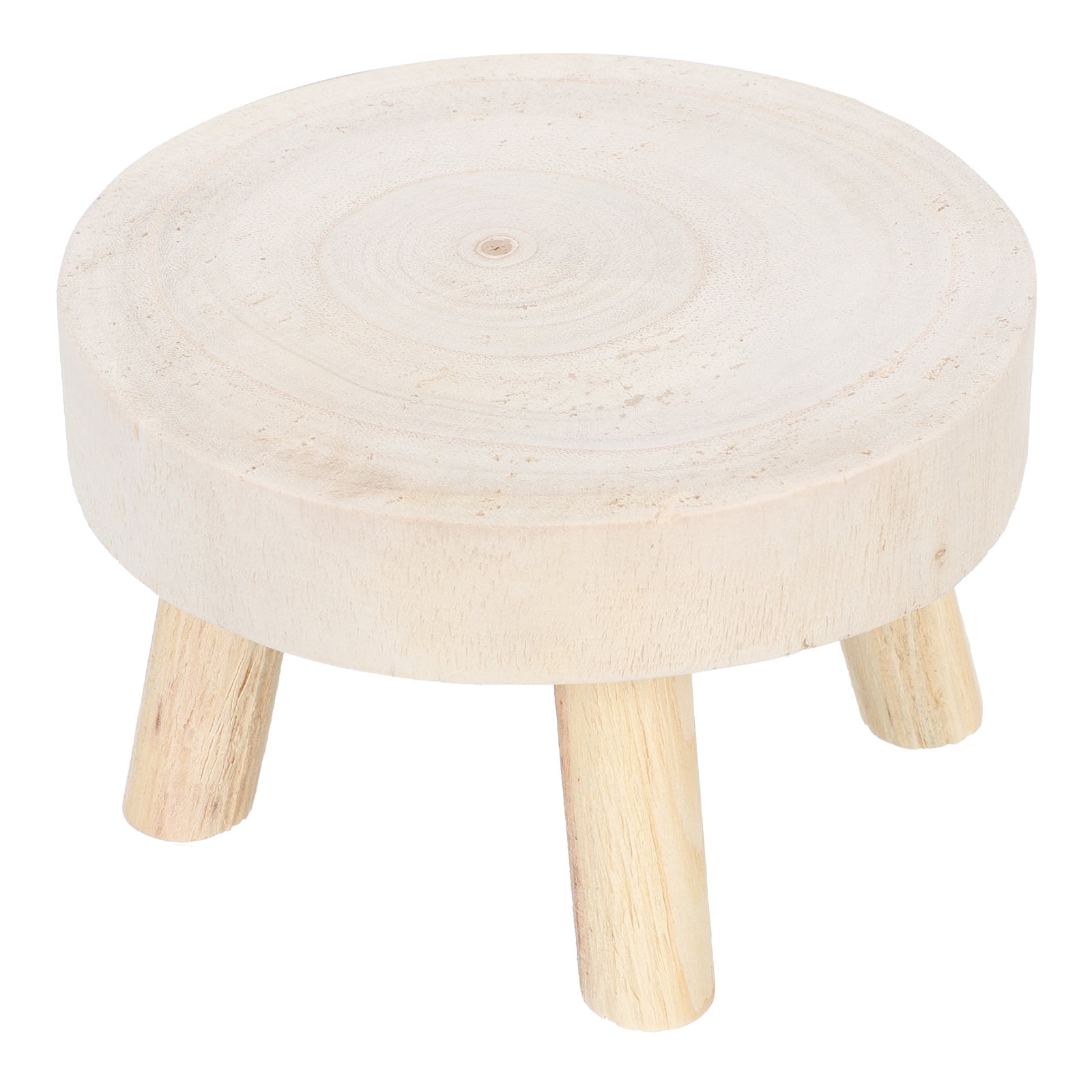 Small Round Stool Balcony Decor Flower Pot Wooden Garden Plant Stand ...