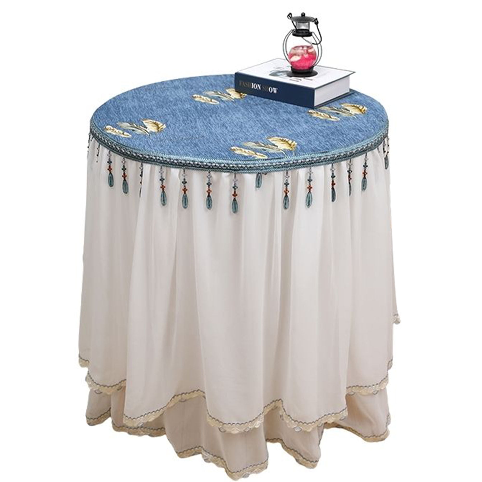 Small Round Tablecloth Chenille High-end Fabric Tablecloth Anti-slip ...
