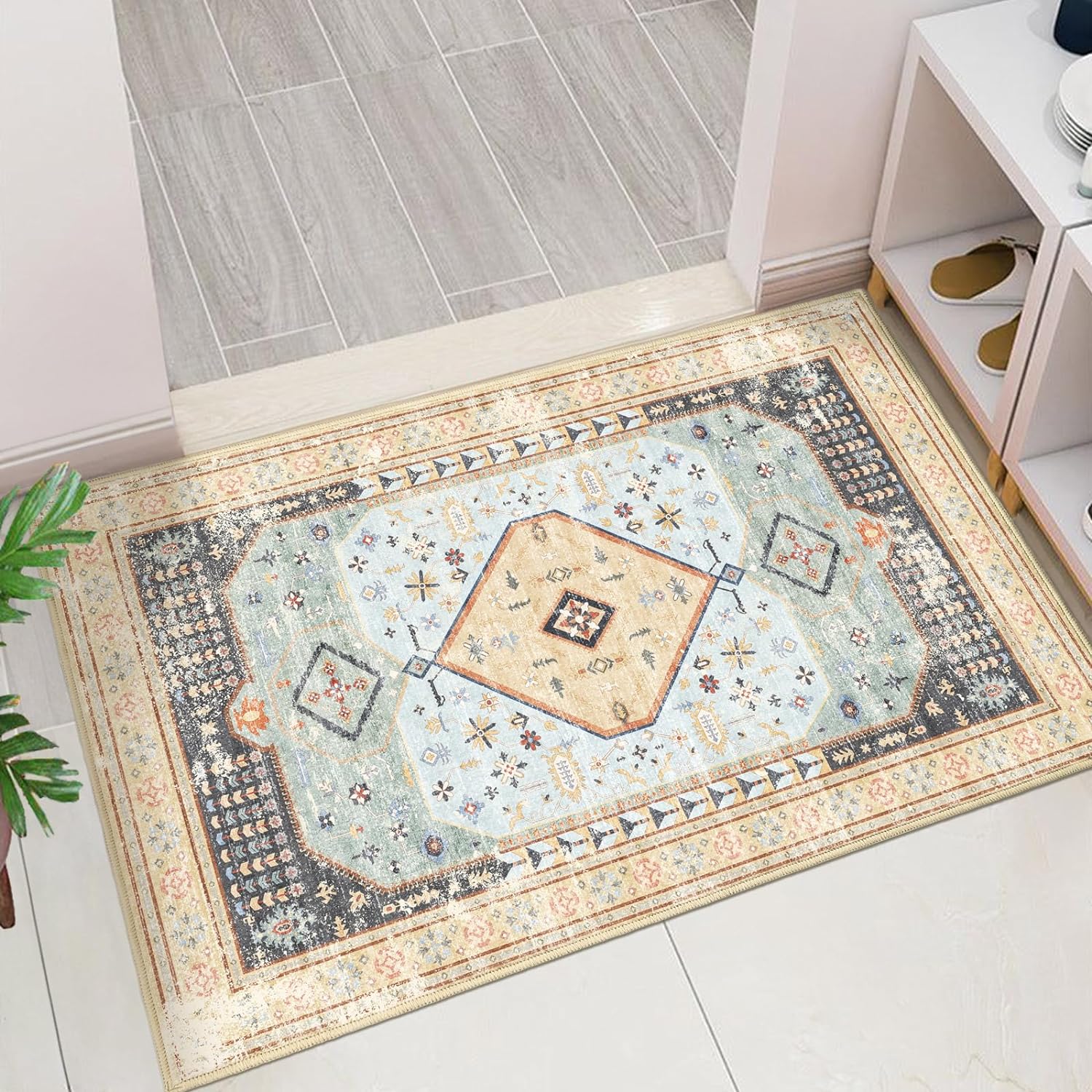Small Rug Washable Boho Area Rugs for Entryway Bedroom Non Slip Throw ...