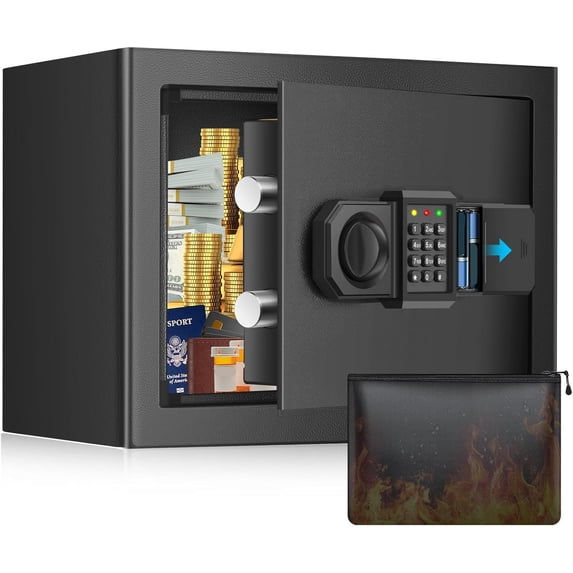 Small Safe Box with Fireproof Waterproof Bag, Digital Home Safe with ...