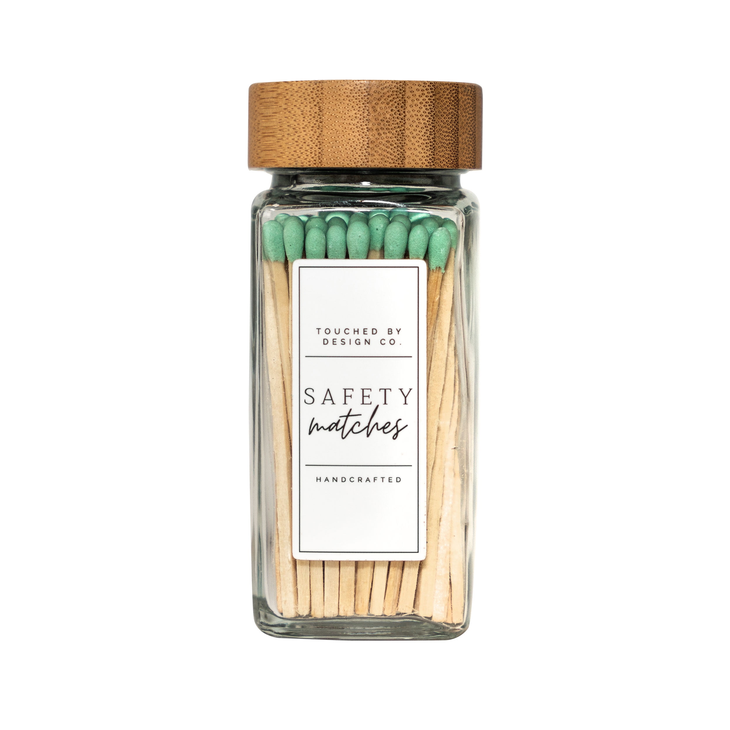 Small Safety Match Jar Holder | Glass Bottle Jar with Sage Green Wood ...
