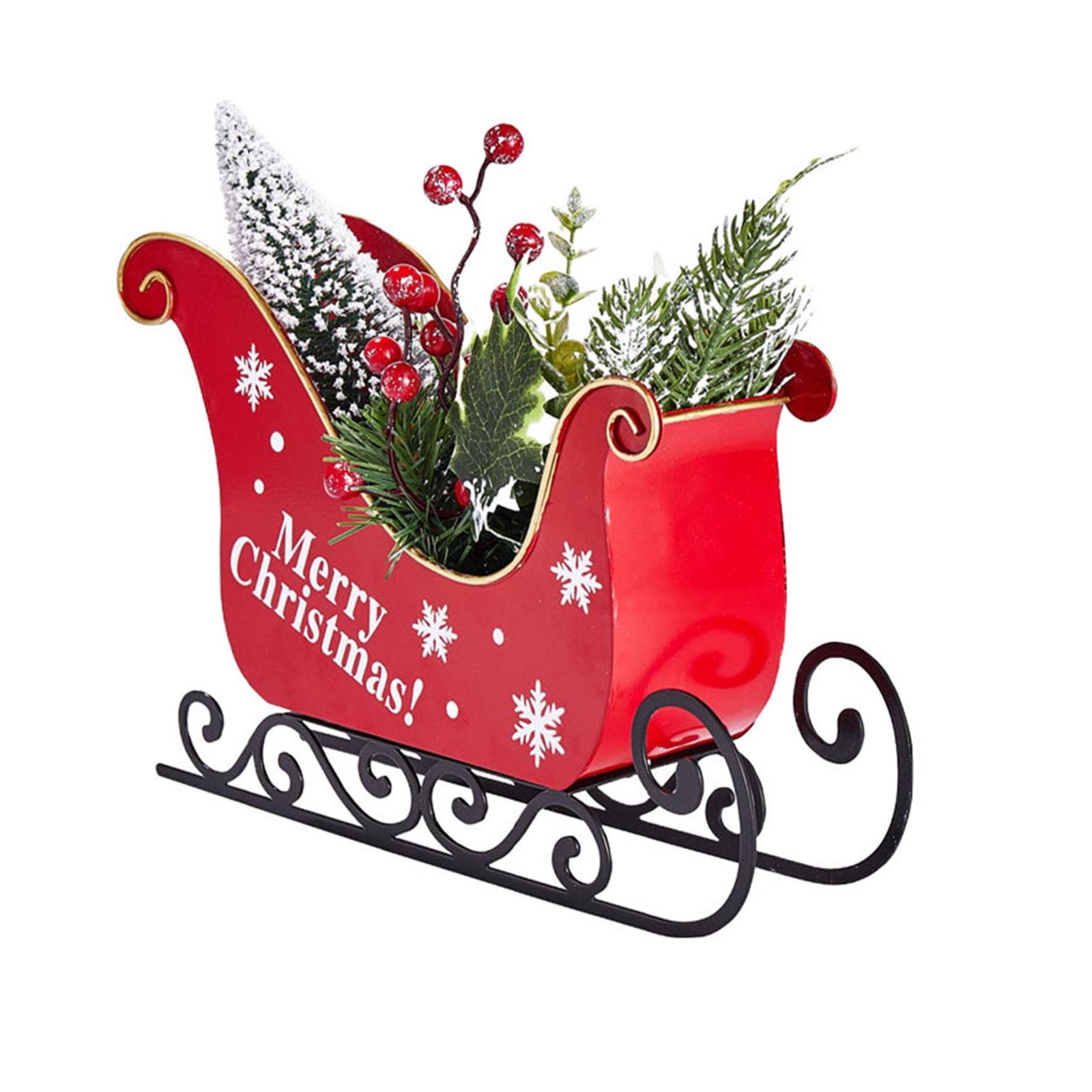 Small Santa Sleigh Tabletop Christmas Decoration, Fully Decorated With ...