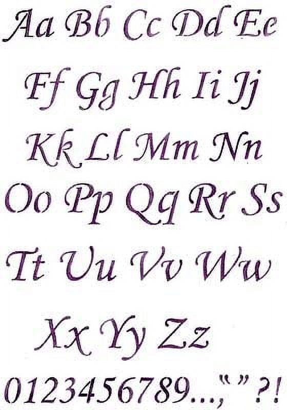 Small Script Alphabet and Numbers Wall Stencil -E138S by Designer ...