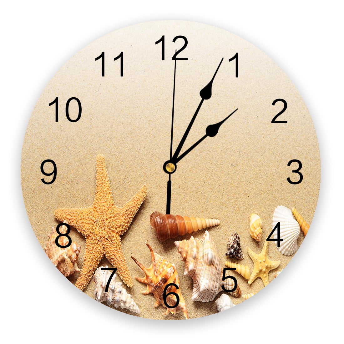 Small Seashell On Golden Sand Wall Clock Modern Design Home Wall ...