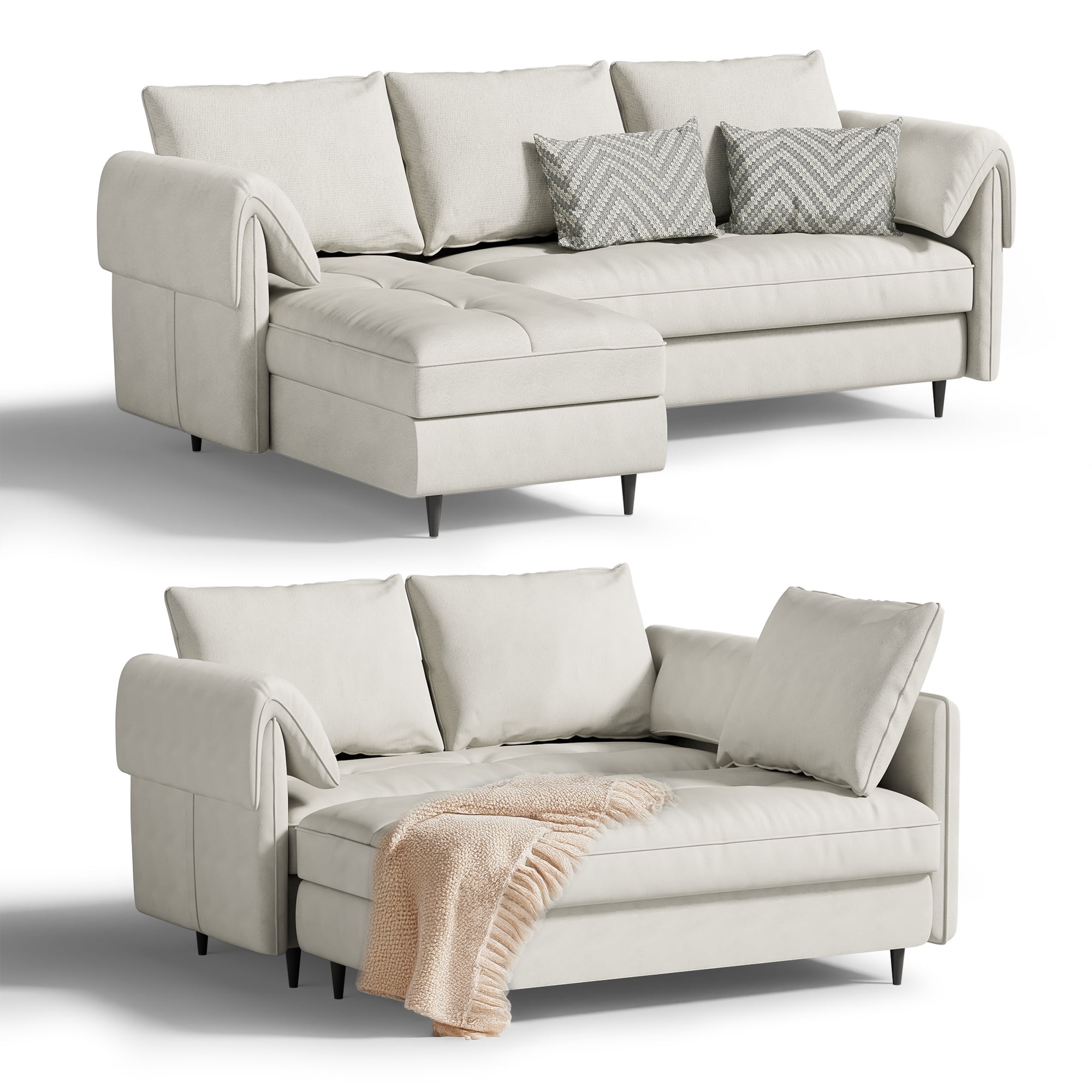 Small Sectional Couch with Storage - Convertible 3-Seater L-Shaped Sofa ...