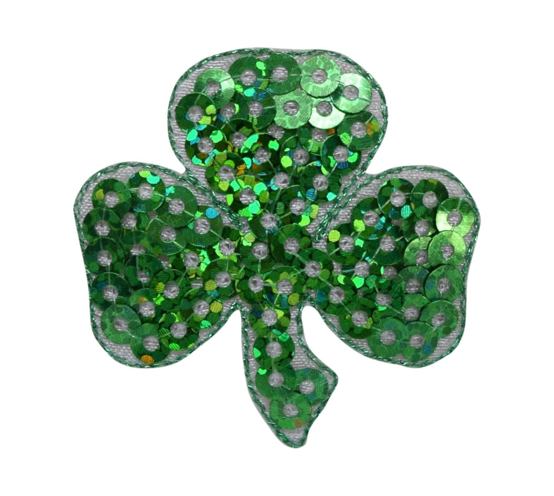 Small - Sequin - Irish Shamrock Clover - Iron on Applique/Embroidered ...