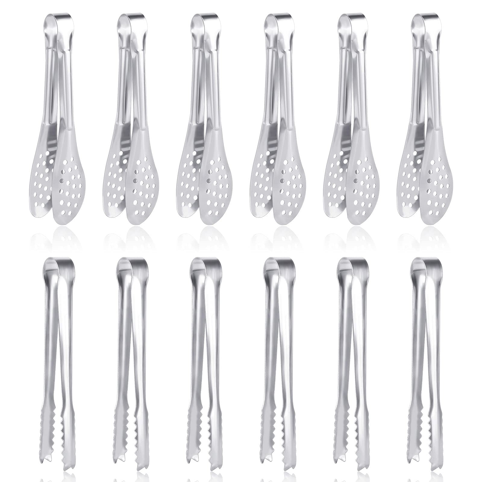 Small Serving Tongs 12 Pack, Mini Appetizer Tongs Stainless Steel, 5 ...