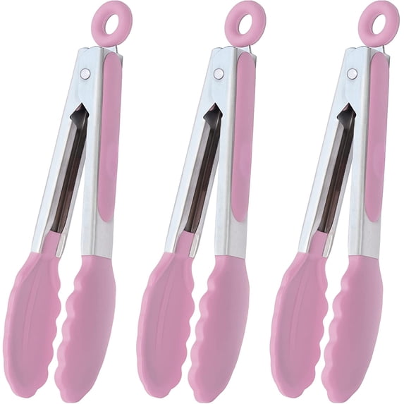 Small Serving Tongs with Silicone Tips 7-Inch Mini Kitchen Tongs Set of ...