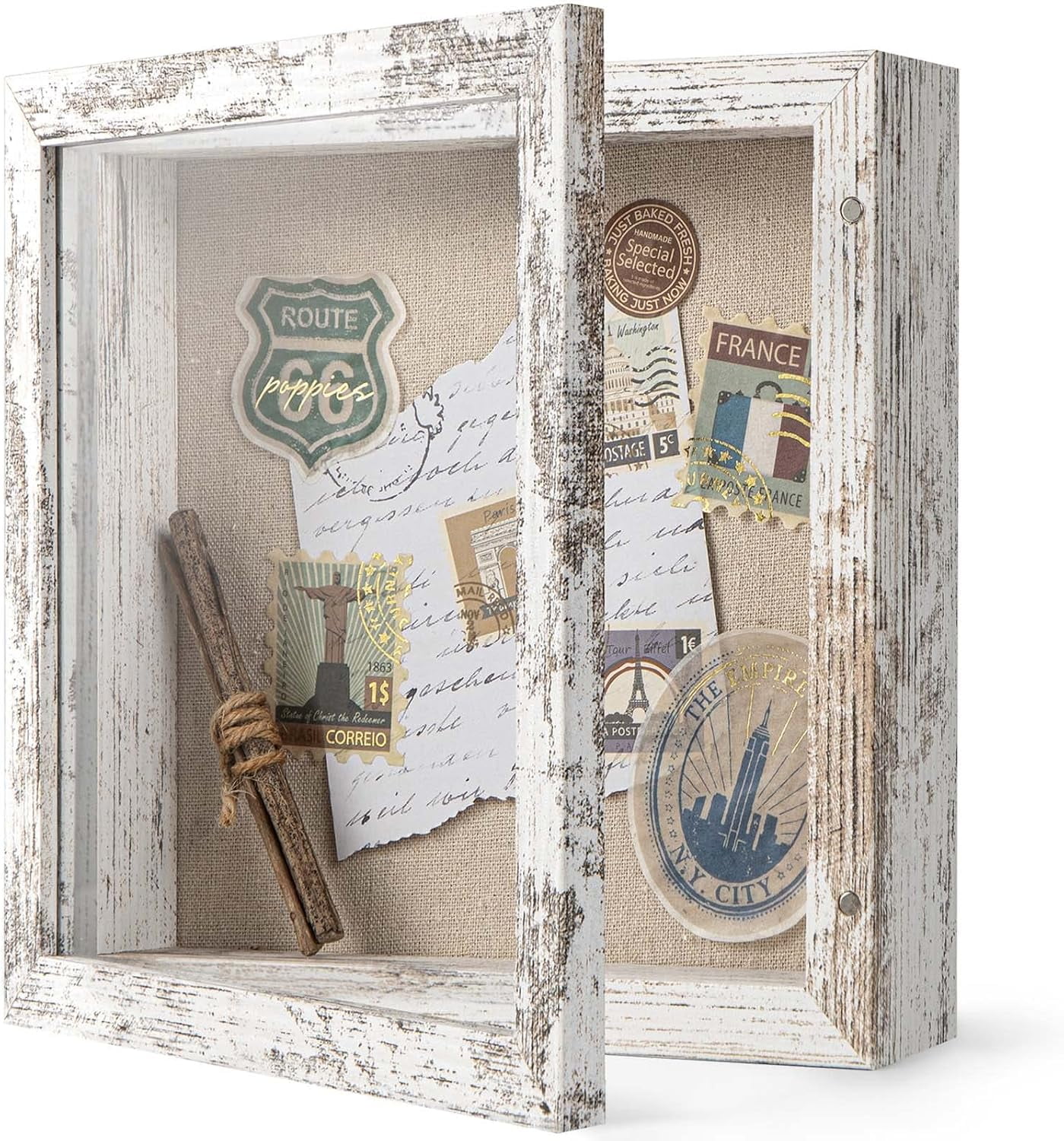 Small Shadow Box Frame with Linen Back - Sturdy Memory Display Case of ...