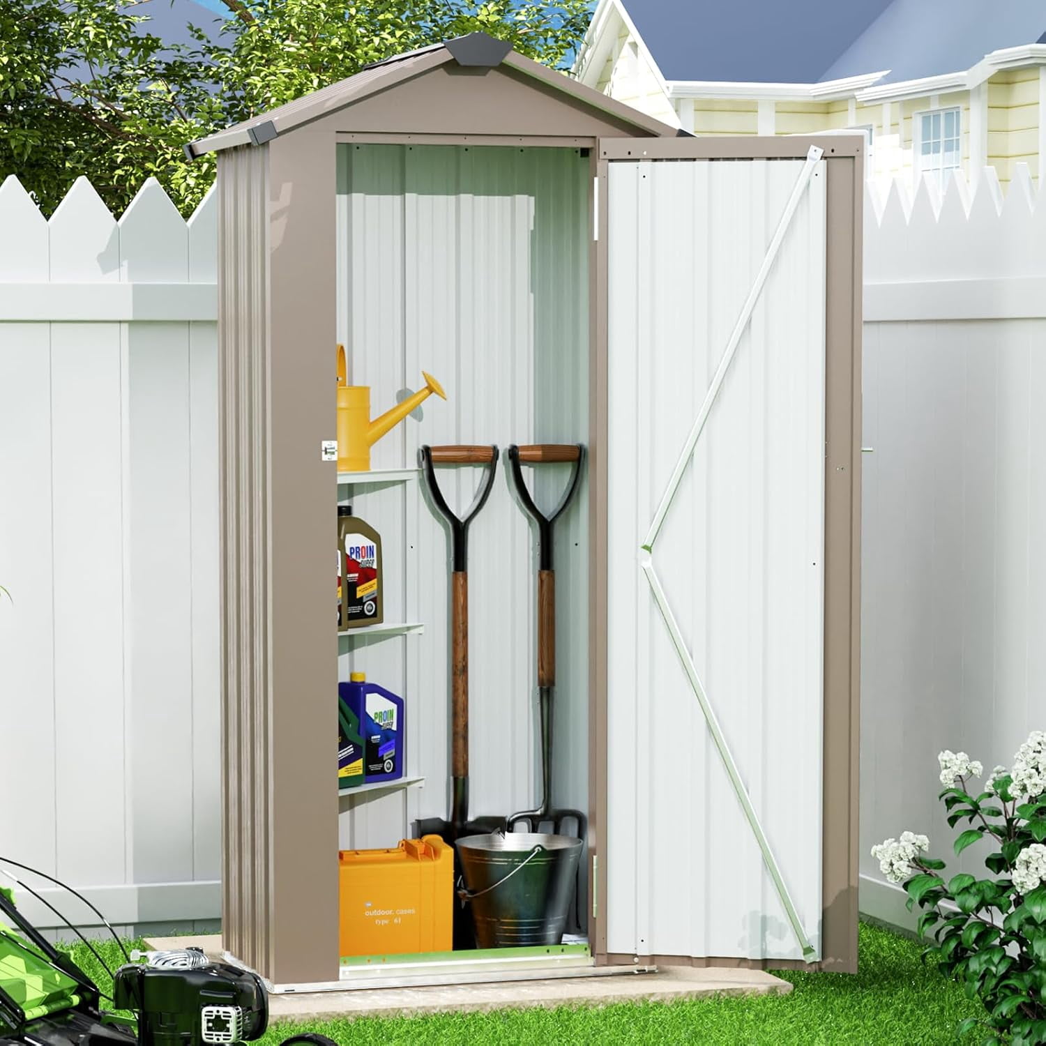 Small Shed Outdoor Storage 2.5X1.4 FT Galvanized Metal Garden Shed ...