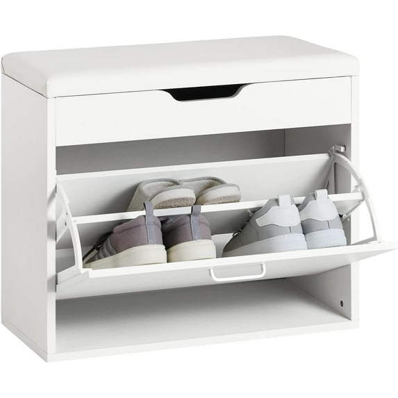 Small Shoe Bench, Narrow Shoe Cabinet with Folding Padded Seat, Small ...
