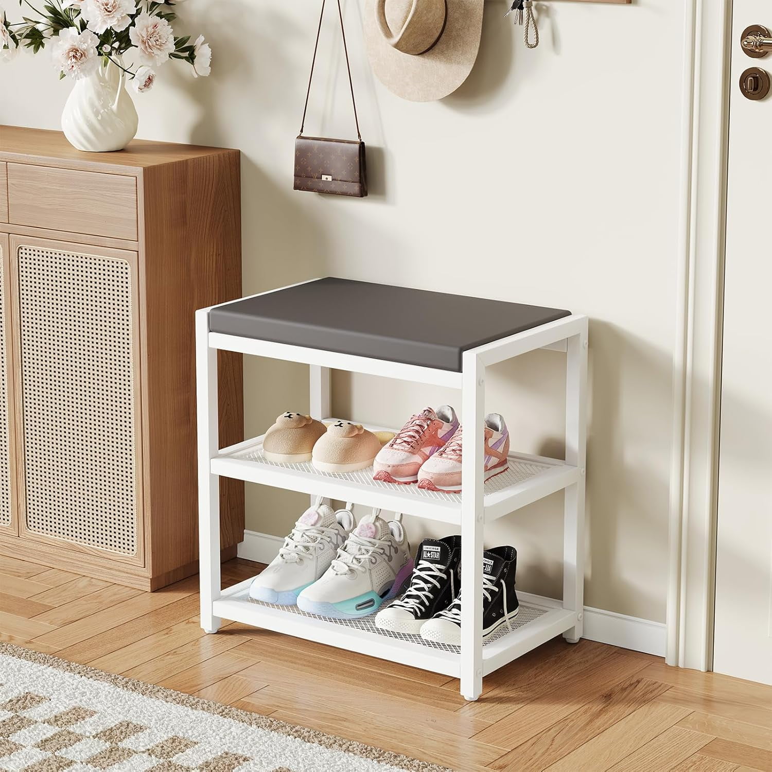 Small Shoe Bench Shoe Rack Storage Bench Entryway Bench Shoe Shelf with ...