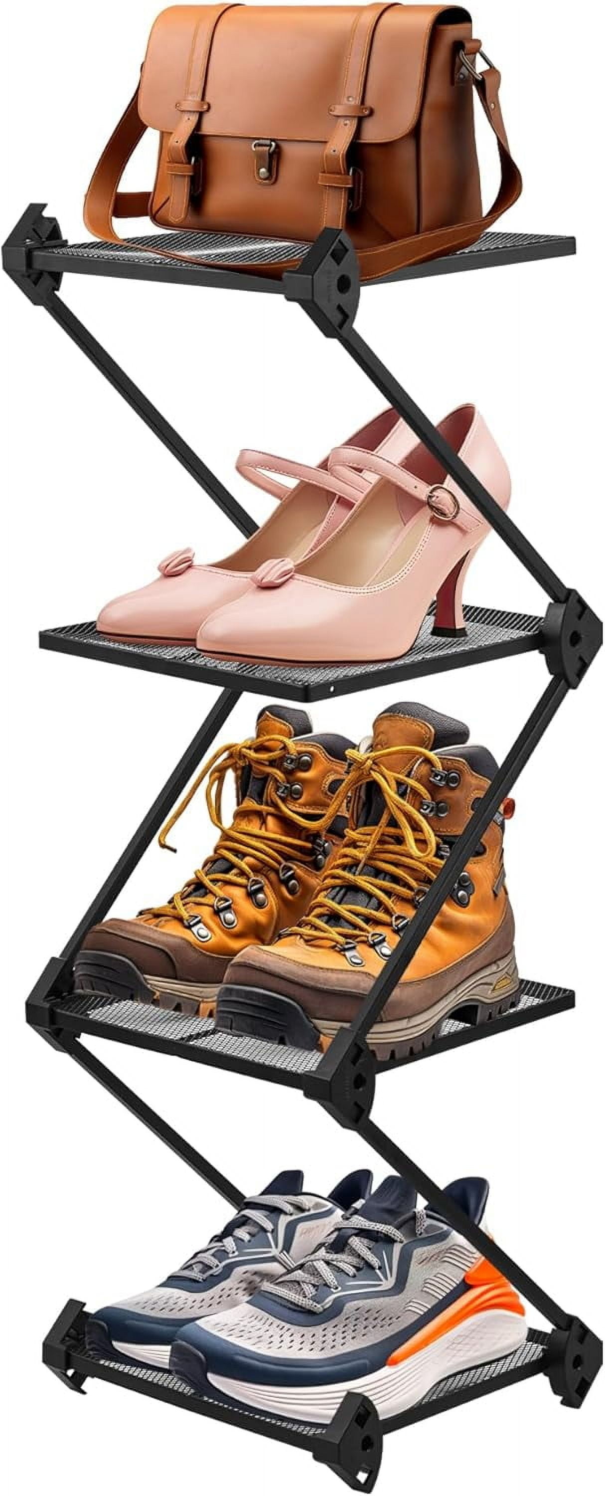 Small Shoe Rack 4 Tier Vertical Shoe Rack Organizer Slim Shoe Rack for ...