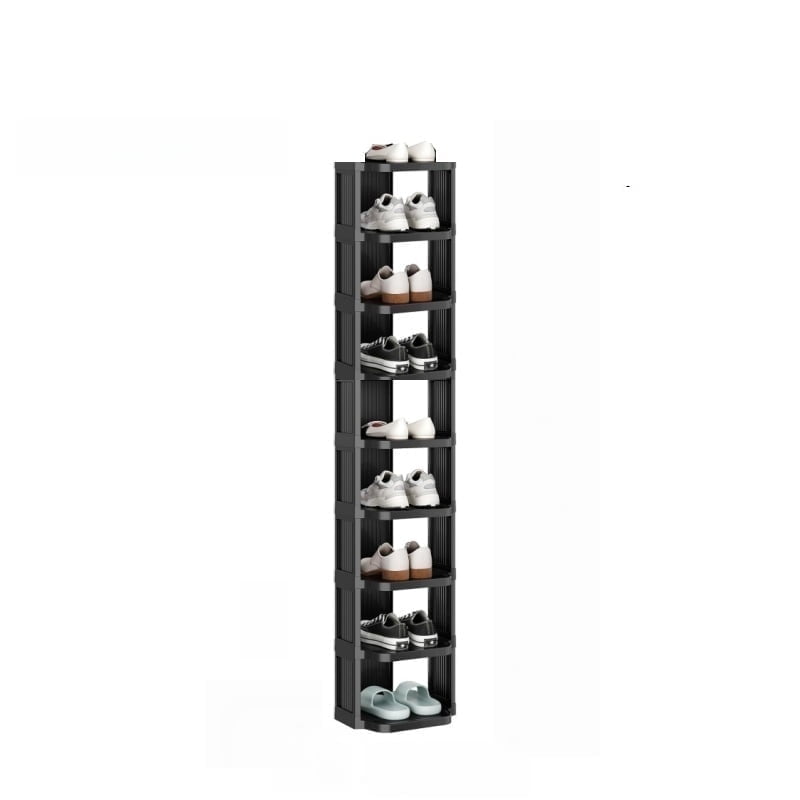 Small Shoe Rack, 9 Tier Plastic Vertical Shoe Rack for Narrow Spaces ...