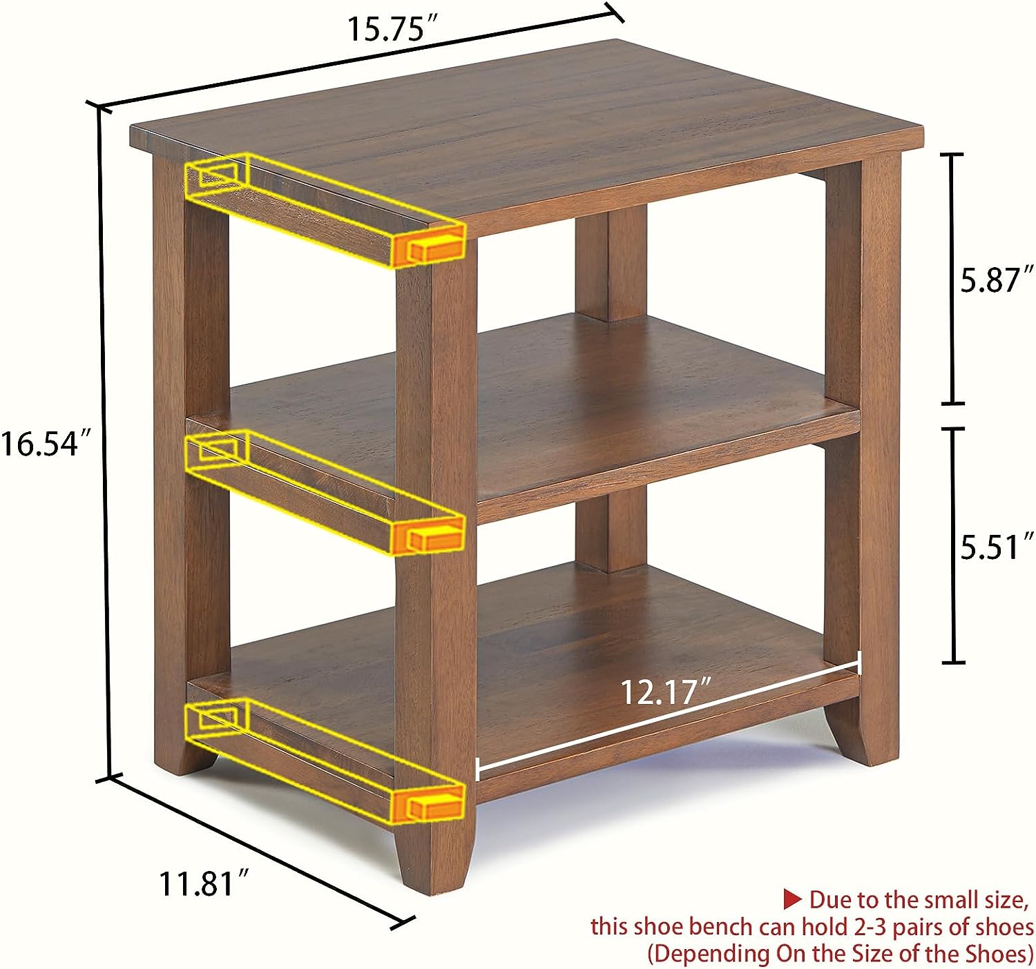 Small Shoe Rack Bench, 2-Tier Solid Wood Heavy Duty Shoe Organizer ...