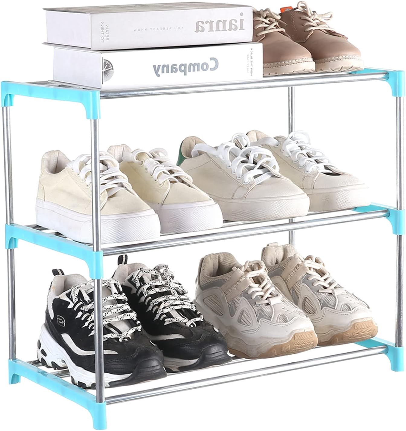 Small Shoe Rack, Narrow Stackable Shoe Shelf Organizer for Entryway ...
