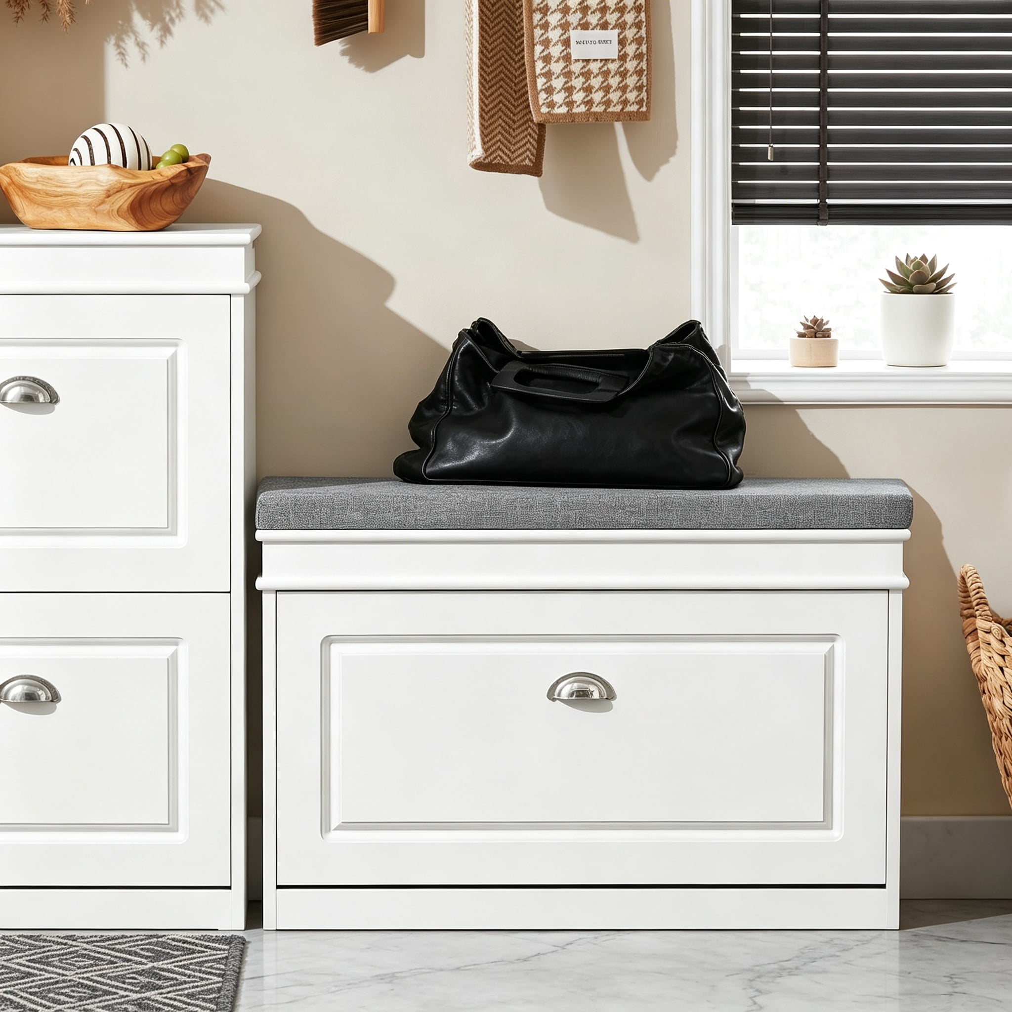 Small Shoe Storage Bench, Narrow Shoe Cabinet for Entryway, Shoe Rack ...