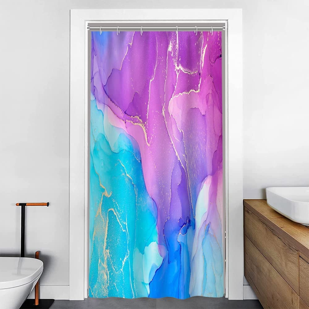 Small Shower Curtain, Abstract Modern Purple and Blue Marble Texture ...