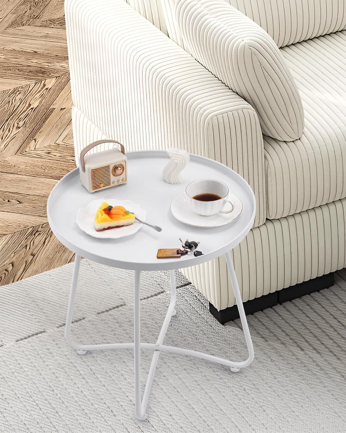 Small Side Round Table for Living Room Bedroom, Weather Resistant ...