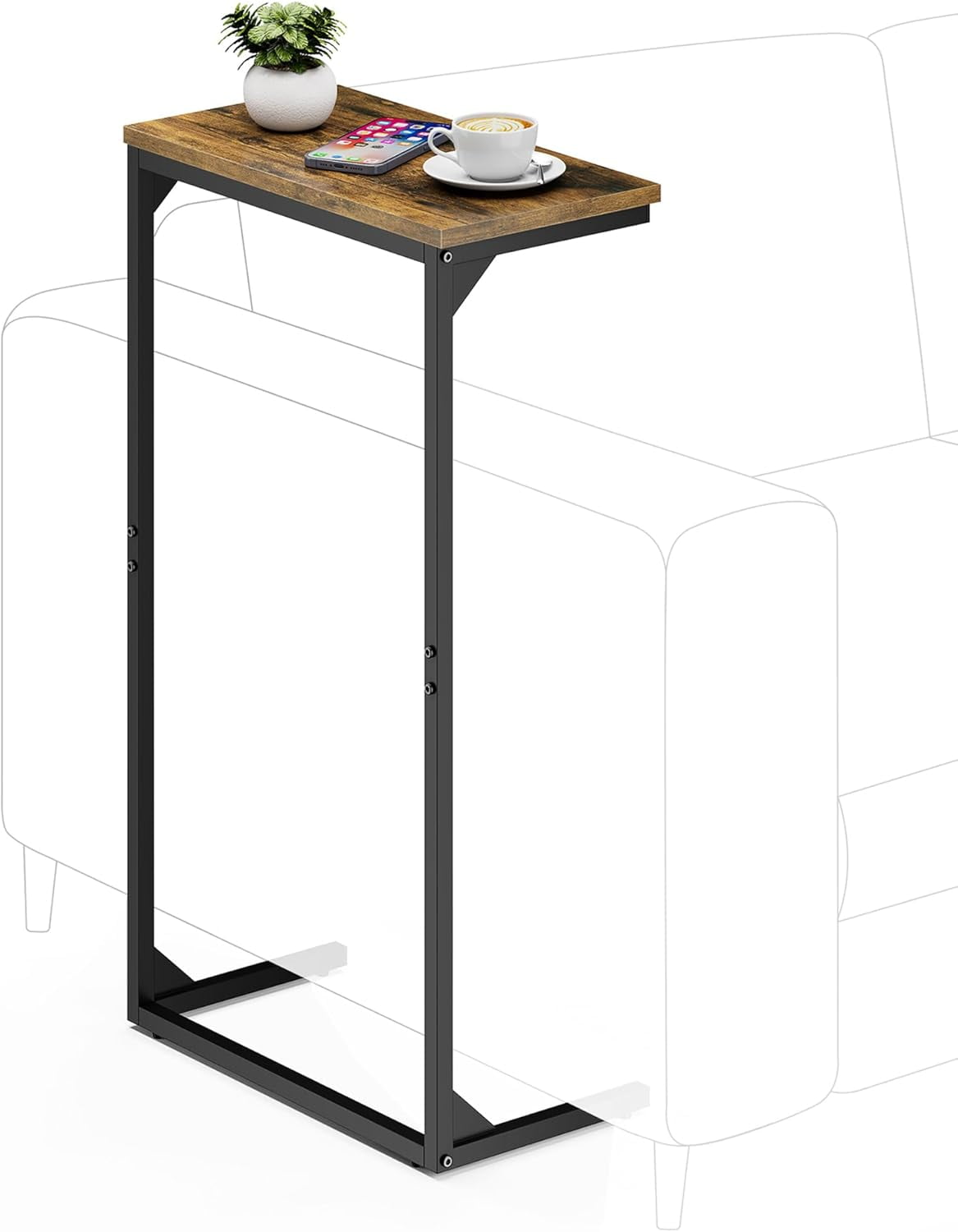 Small Side Table, C-Shaped End Table, Set of 2, 28.7 inch High Sofa ...